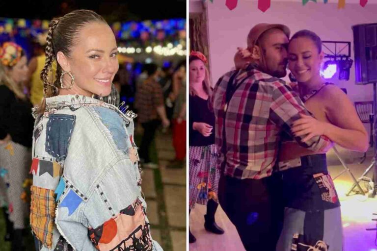 Paolla Oliveira e Diogo Nogueira surgem em clima de romance durante arraiá